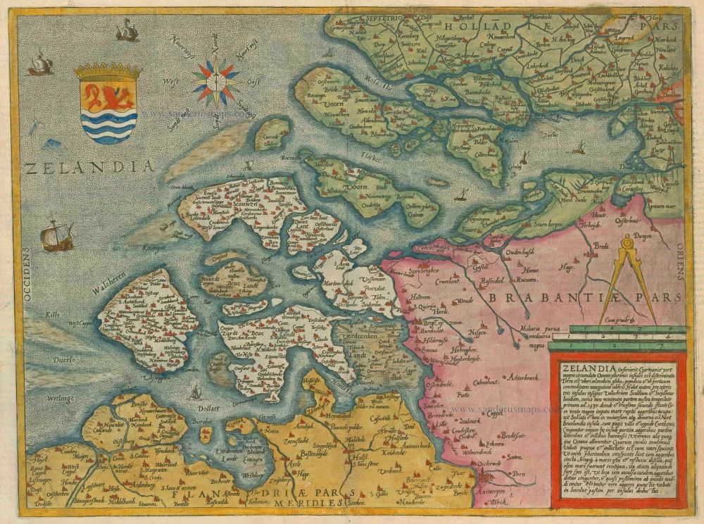 Old, antique map of Zeeland by G. de Jode | Sanderus Antique Maps ...