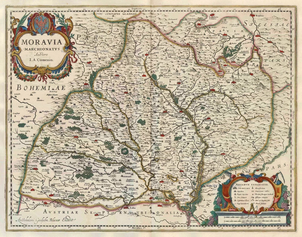 Antique map of Moravia by Blaeu W. | Sanderus Antique Maps - Antique ...