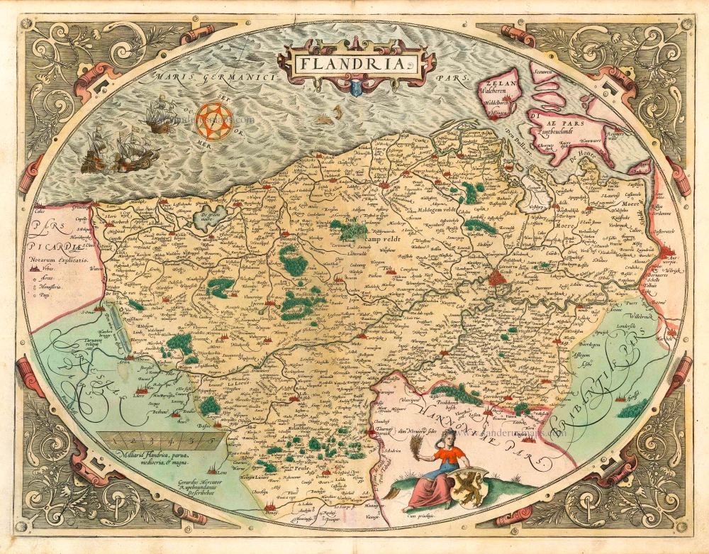 Antique map of Flanders (Vlaanderen) by A. Ortelius | Sanderus Antique ...
