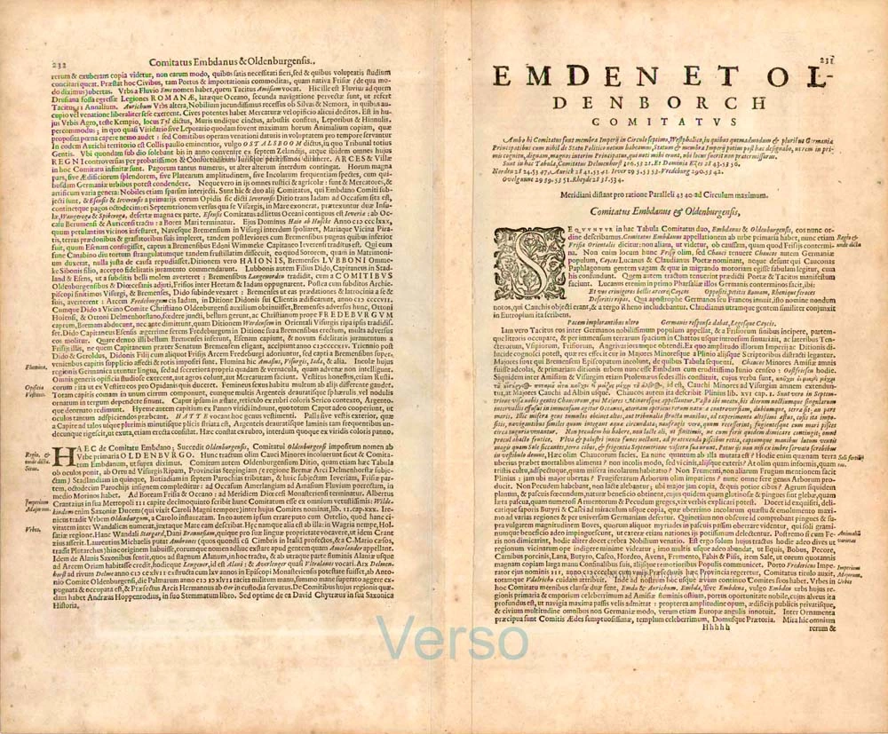 Emden - Oldenburg, by Gerard Mercator. | Sanderus Antique Maps ...