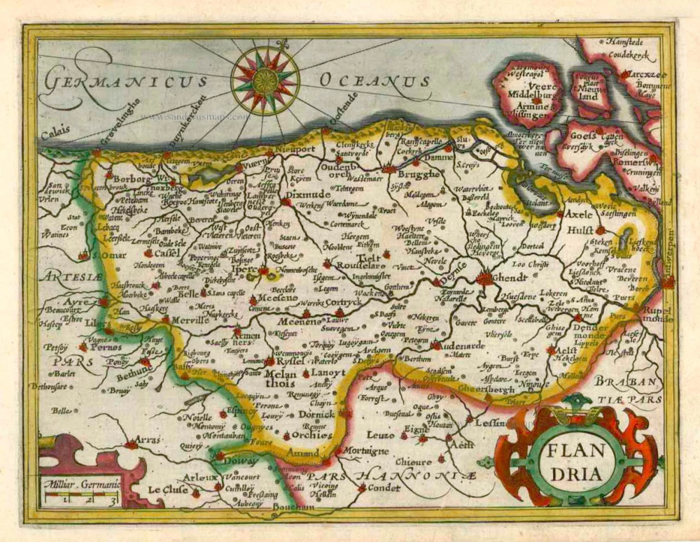 Old antique map of Flanders (Vlaanderen) by G. Mercator - J. Hondius ...