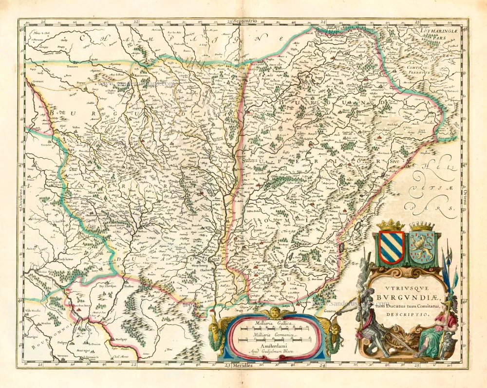 Bourgogne, by Willem Blaeu. | Sanderus Antique Maps - Antique Map Webshop