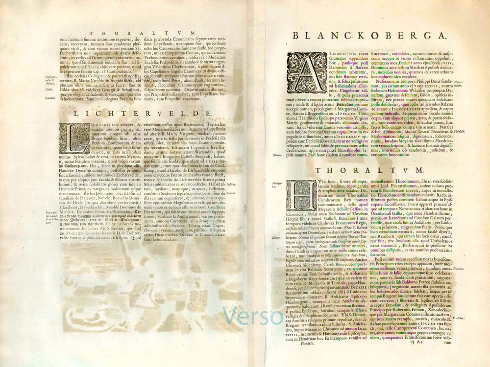 Old antique bird's-eye view plan of Gistel by J. Blaeu. | Sanderus ...