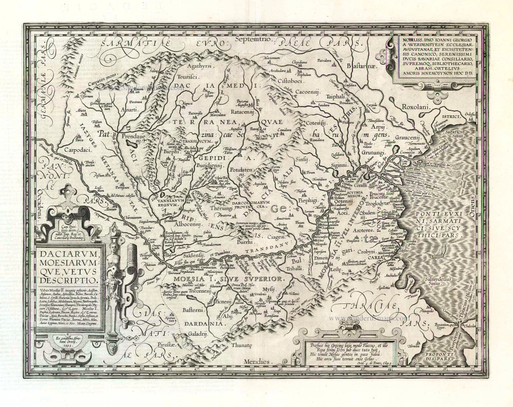 Old antique historical map of Dacia etc. (now Romania - Bulgaria) by A ...