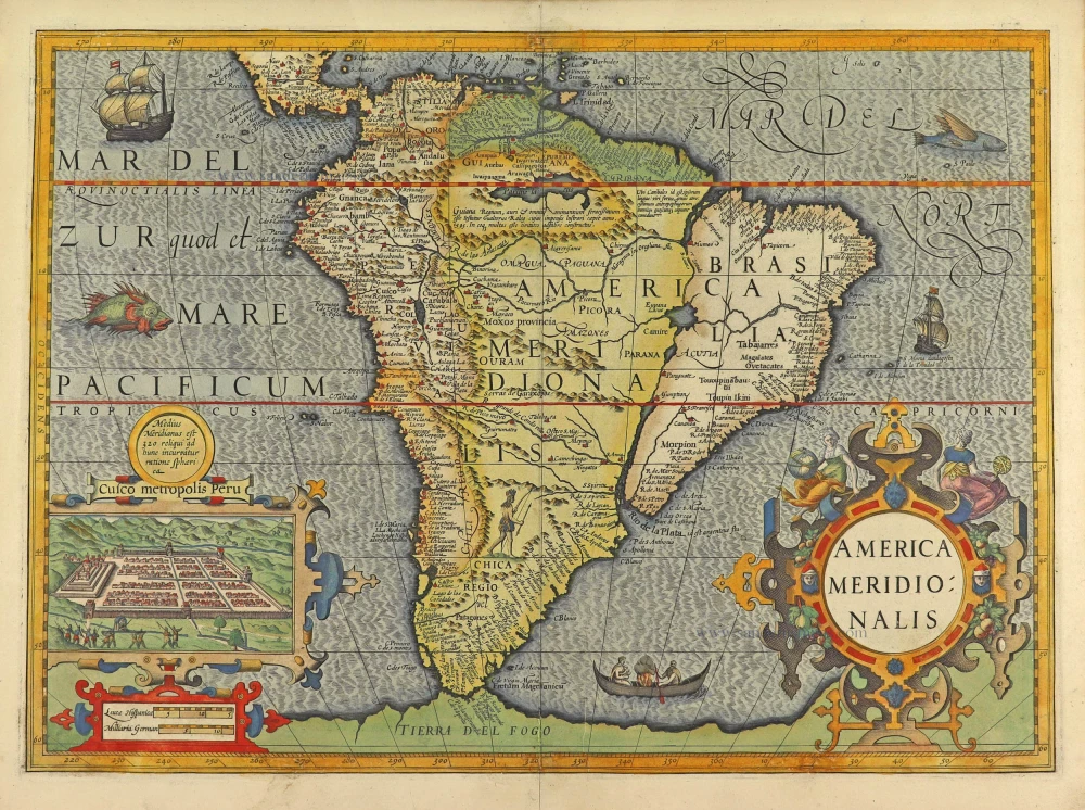 South America by Jodocus Hondius. | Sanderus Antique Maps - Antique Map ...
