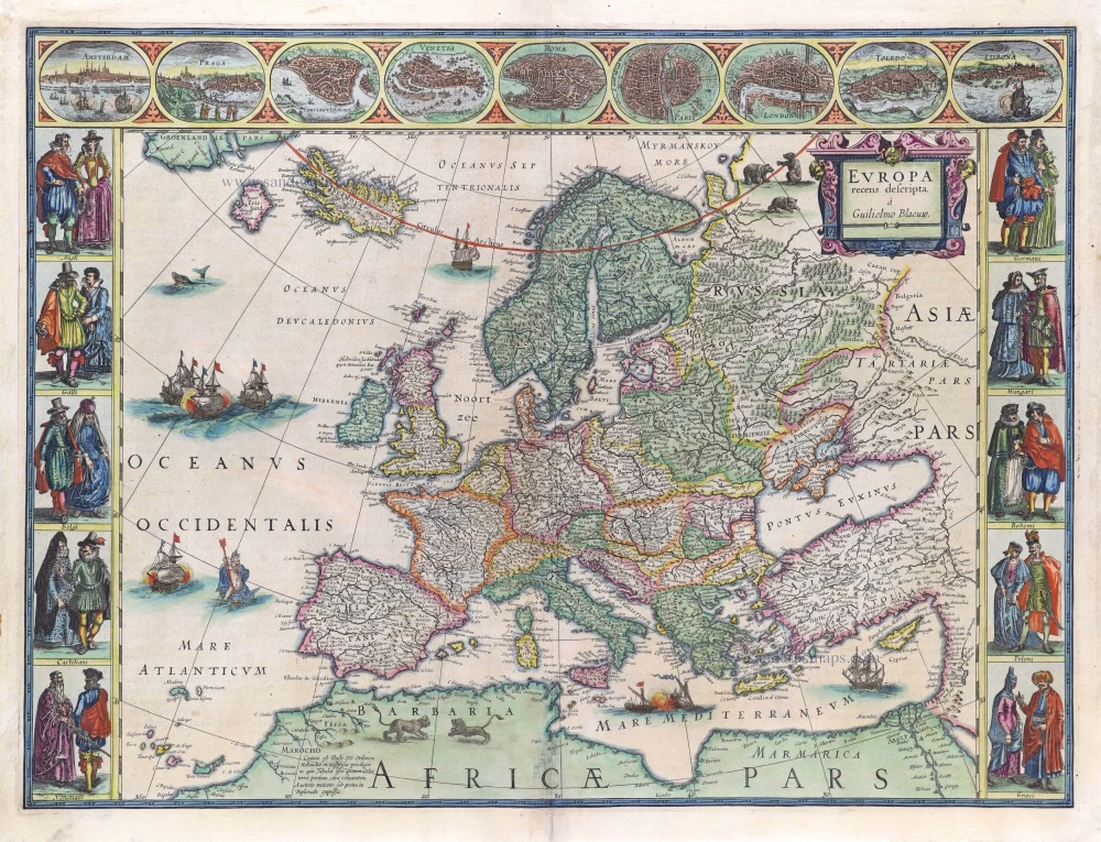 Europe by Willem & Joan Blaeu. | Sanderus Antique Maps - Antique Map Webshop