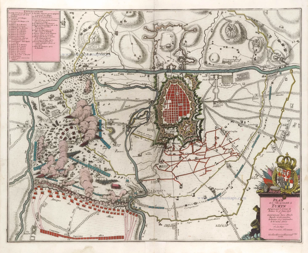 Plan of the siege of Turin (Torino) by Pierre Husson. | Sanderus ...