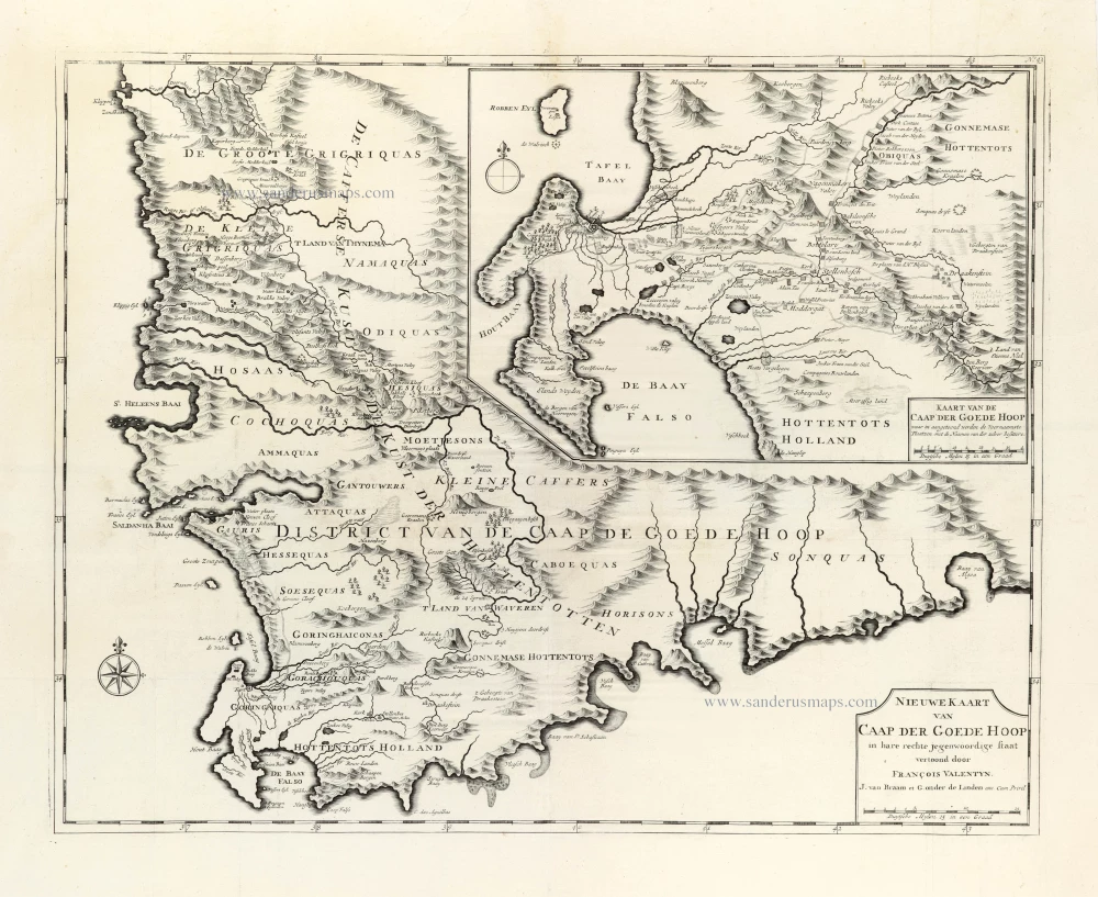 South Africa by François Valentyn (Valentijn) | Sanderus Antique Maps ...